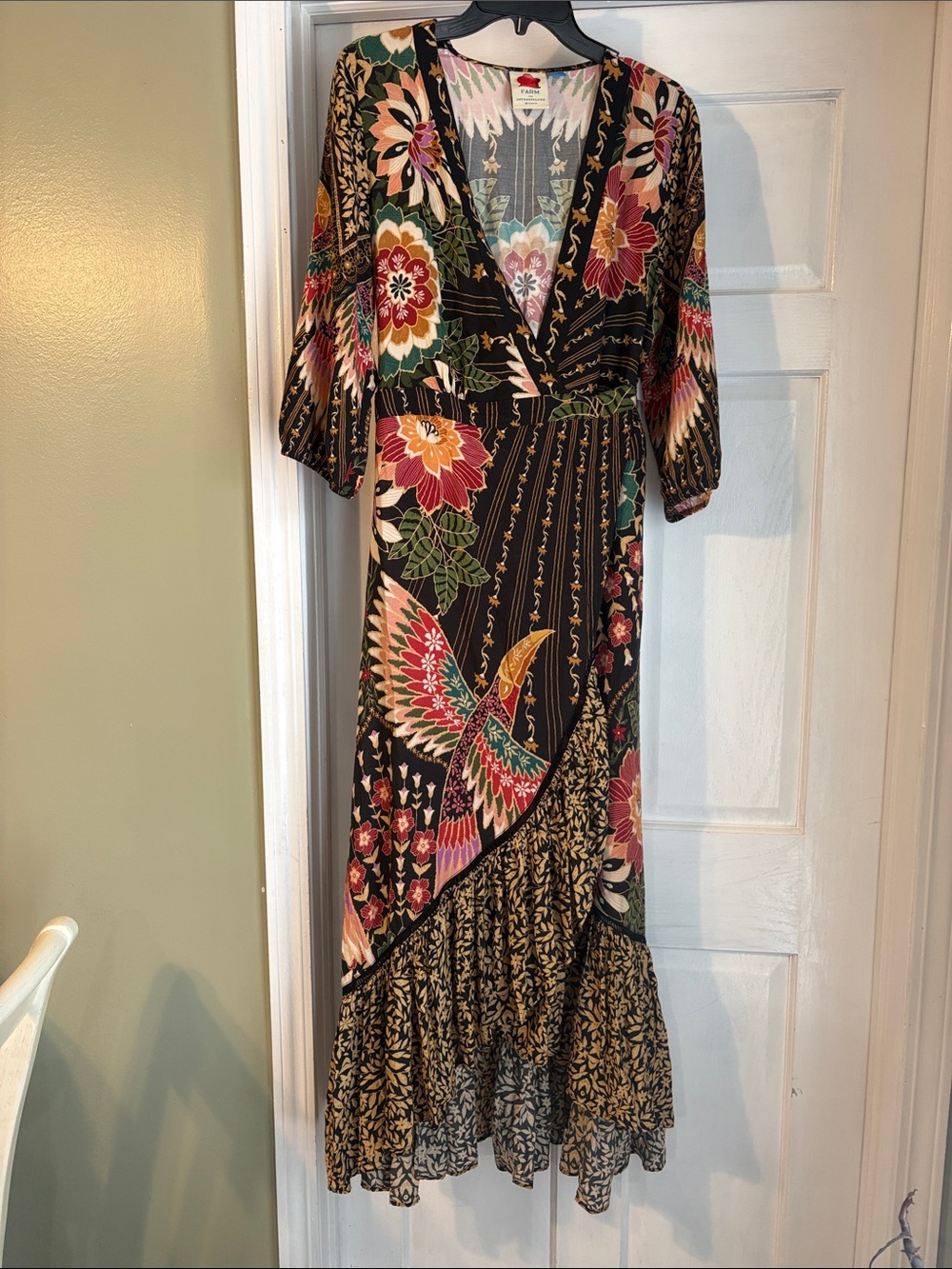 FARM Rio | Dresses | Farm Rio Black Maxi Wrap Dress | Poshmark